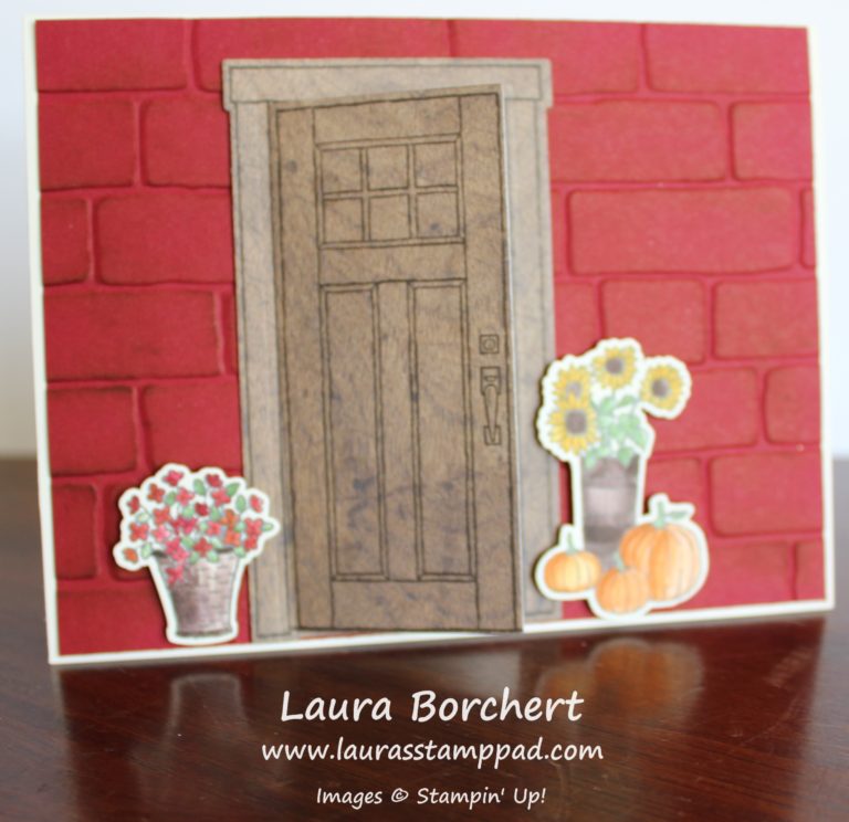 The Front Door Is ready for Fall on this card with sunflowers and mums ...